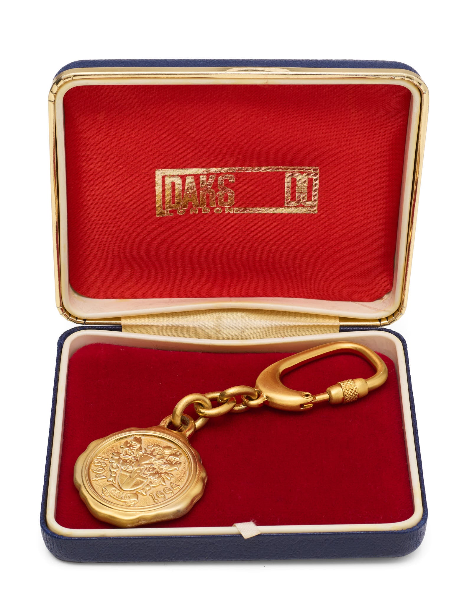 DAKS London Gold "Crest" Vintage Keyrings In The Original Box