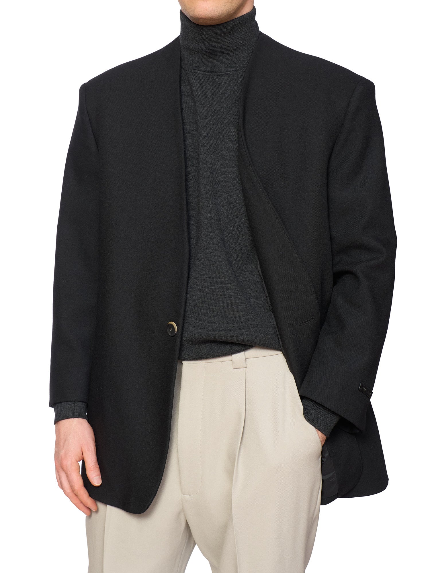 FEAR OF GOD Eternal Black Virgin Wool Lapelles Suit Jacket EU 50 NEW U