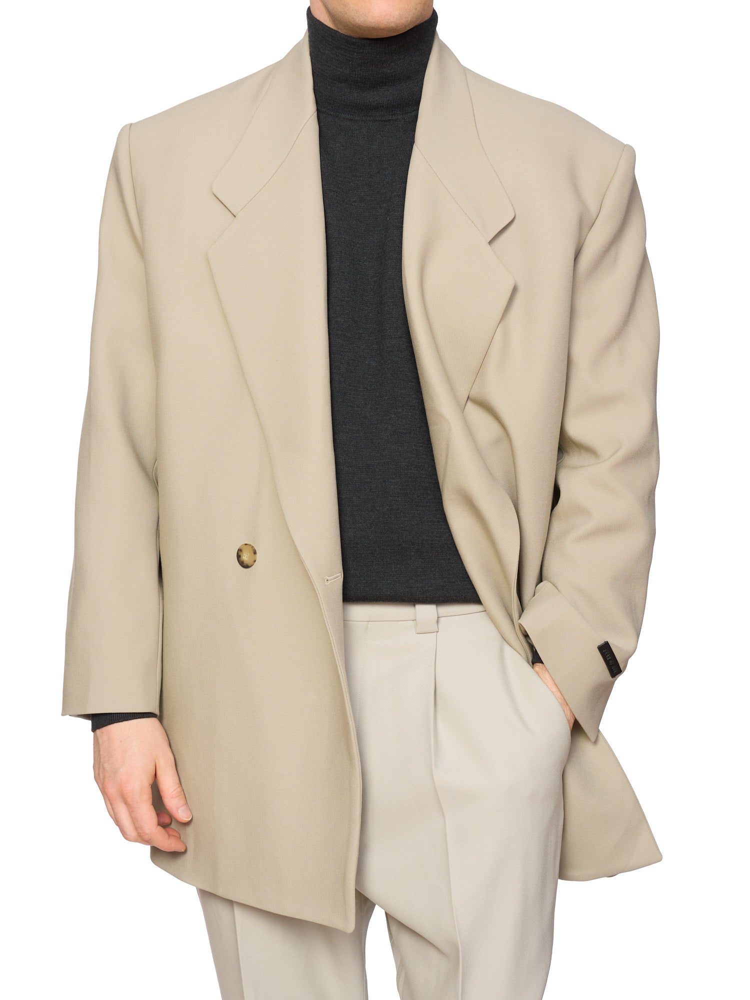 FEAR OF GOD Eternal Beige Wool Double Breasted Notch Lapel Jacket EU 5