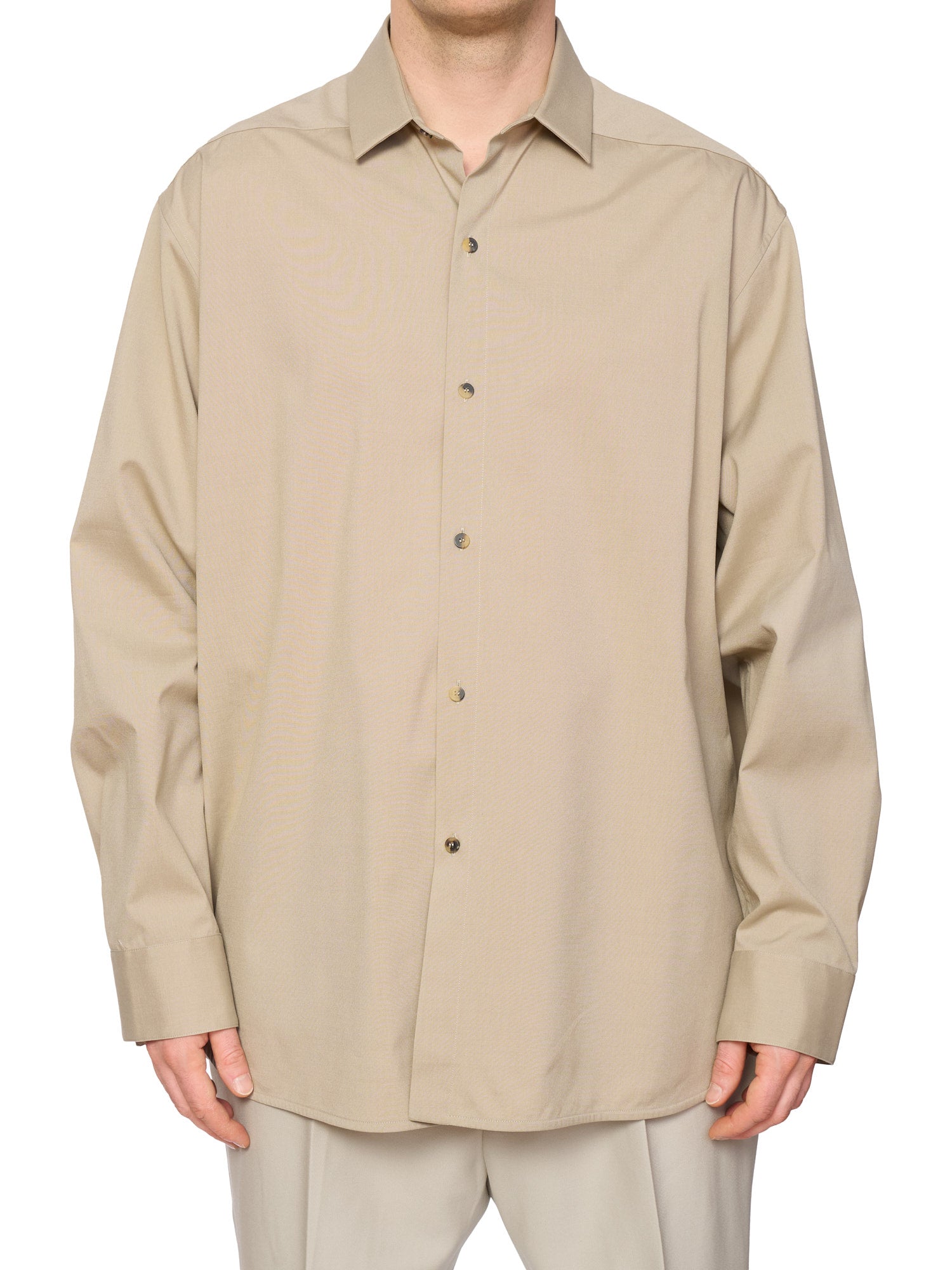 FEAR OF GOD Eternal Dusty Beige Cotton Virgin Wool-Elastane Shirt NEW