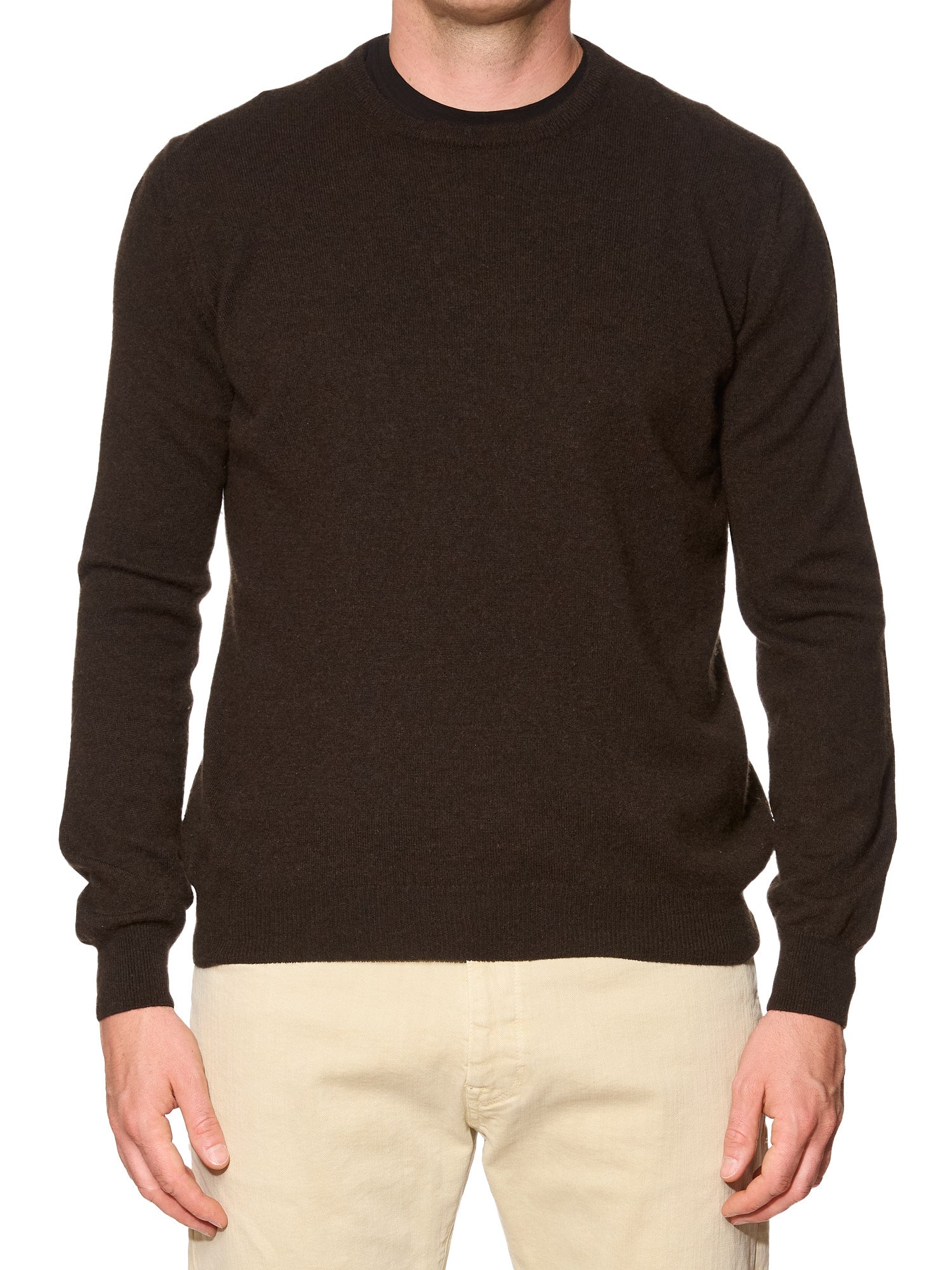FILIPPO DE LAURENTIIS Brown 120's Merino Wool-Cashmere Sweater EU 52 U