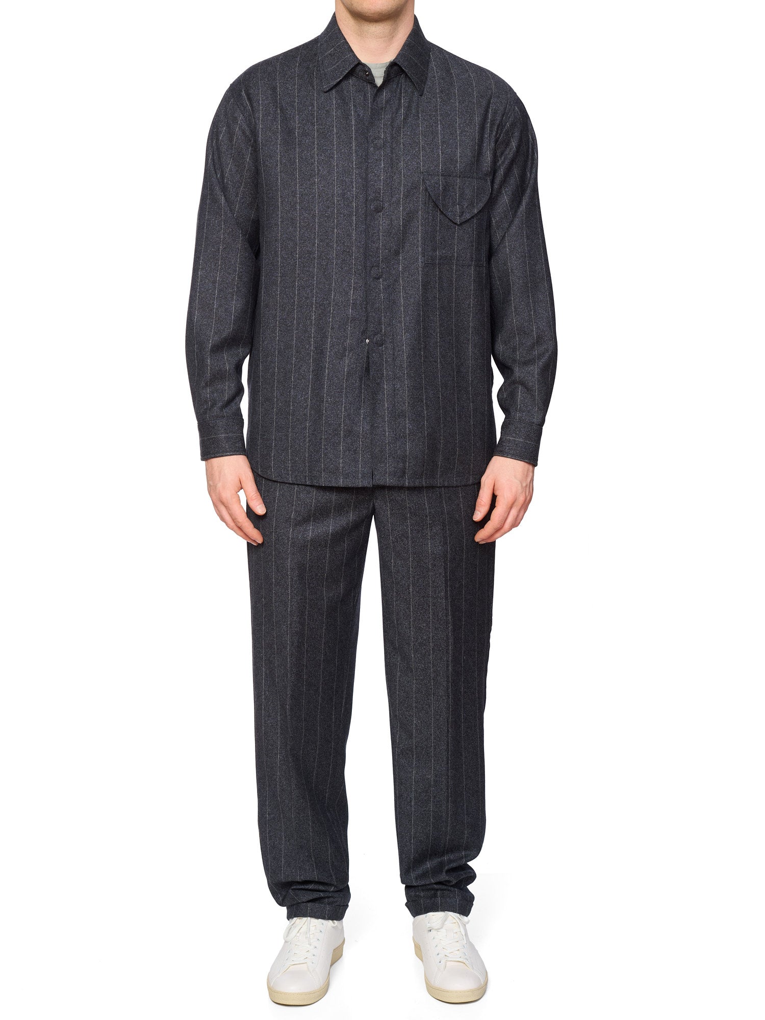 GIORGIO ARMANI Black Label Gray Chalk Stripe Virgin Wool Suit EU 50R N