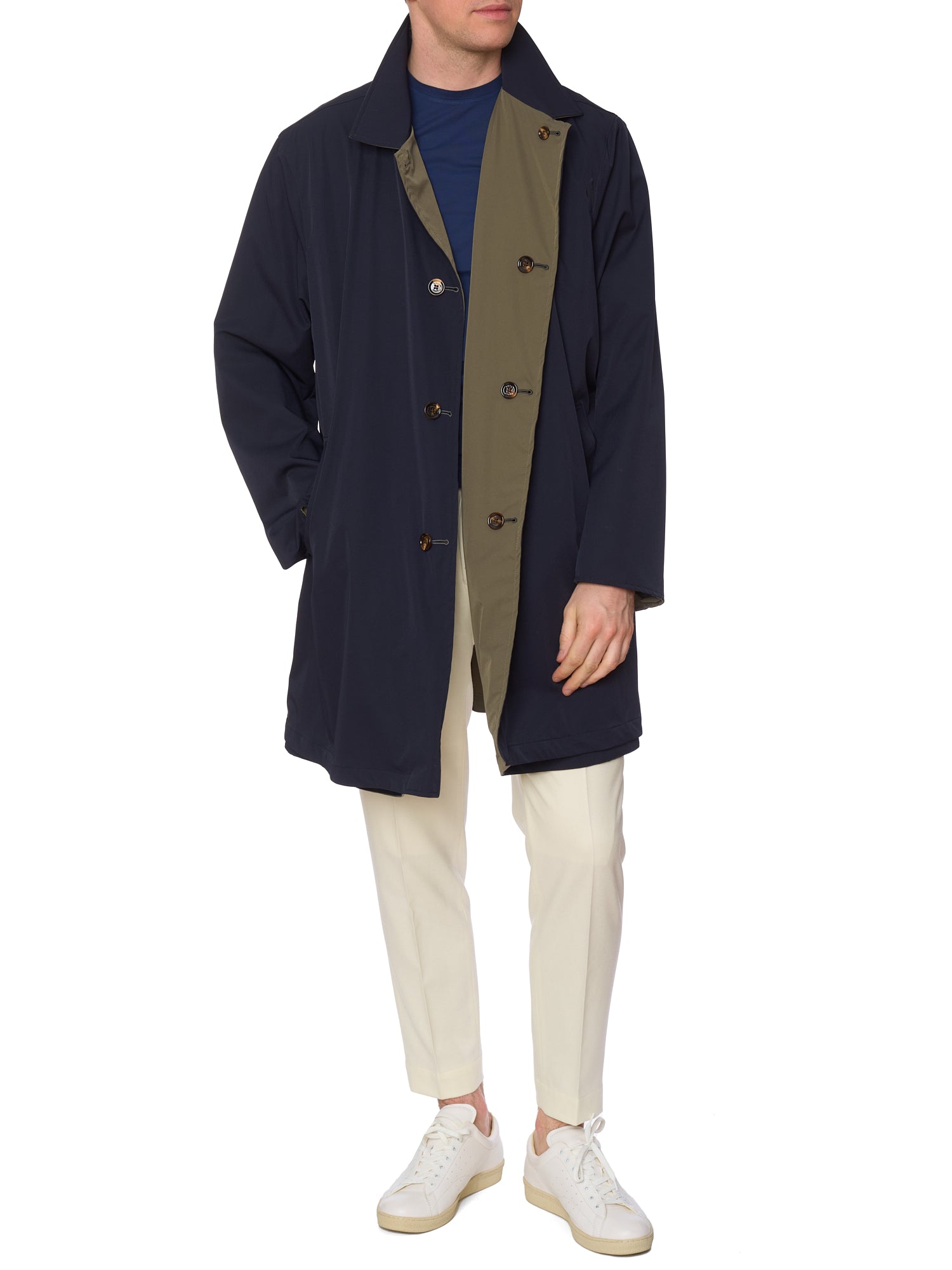 KITON KIRED "Ben" Reversible Navy-Olive Polyamide Rain Field Jacket Co