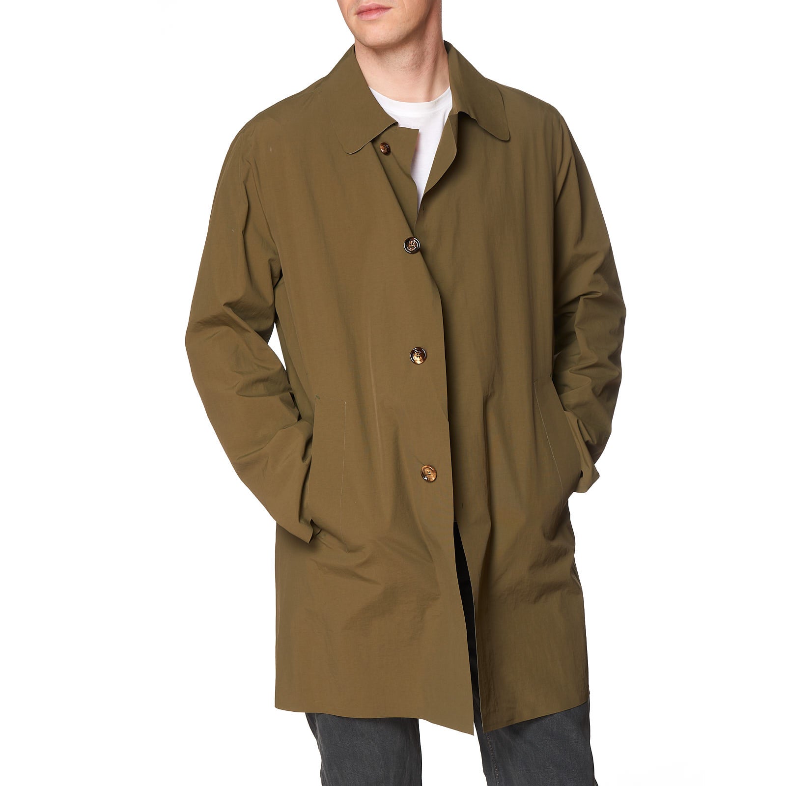 KITON KIRED "Pablo" Olive Laser Cut Technical Rain Jacket Trench US L