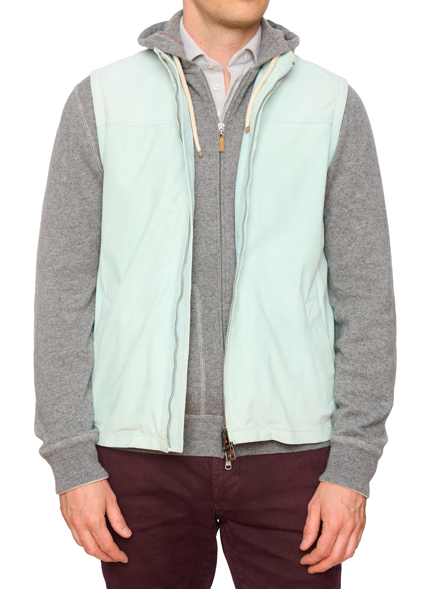 KITON KIRED "Paco" Teal Lambskin Suede Leather Vest EU 50 NEW US M 202