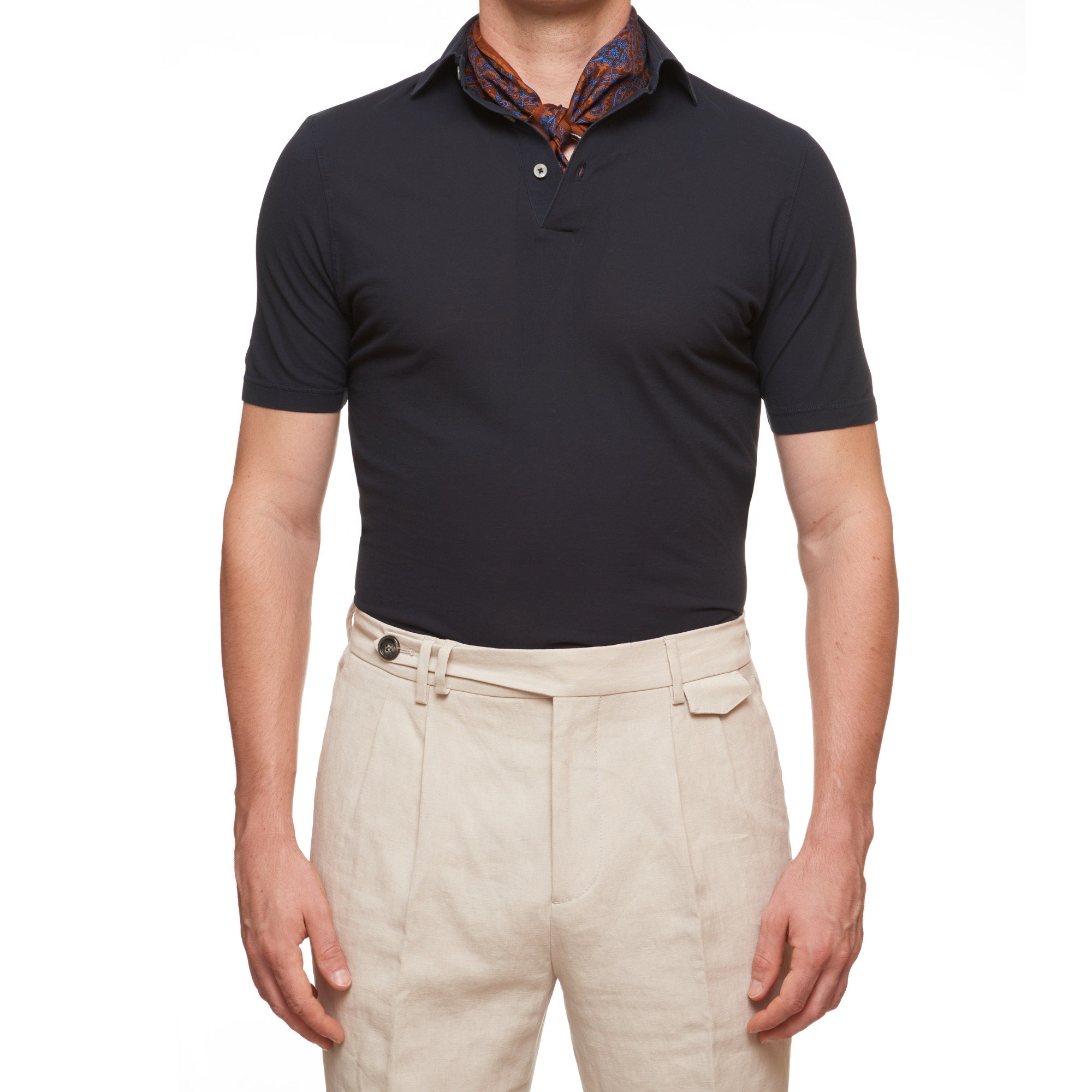 Kiton KIRED "Positano" Millennium Blue Exclusive Crepe Cotton Polo Shi