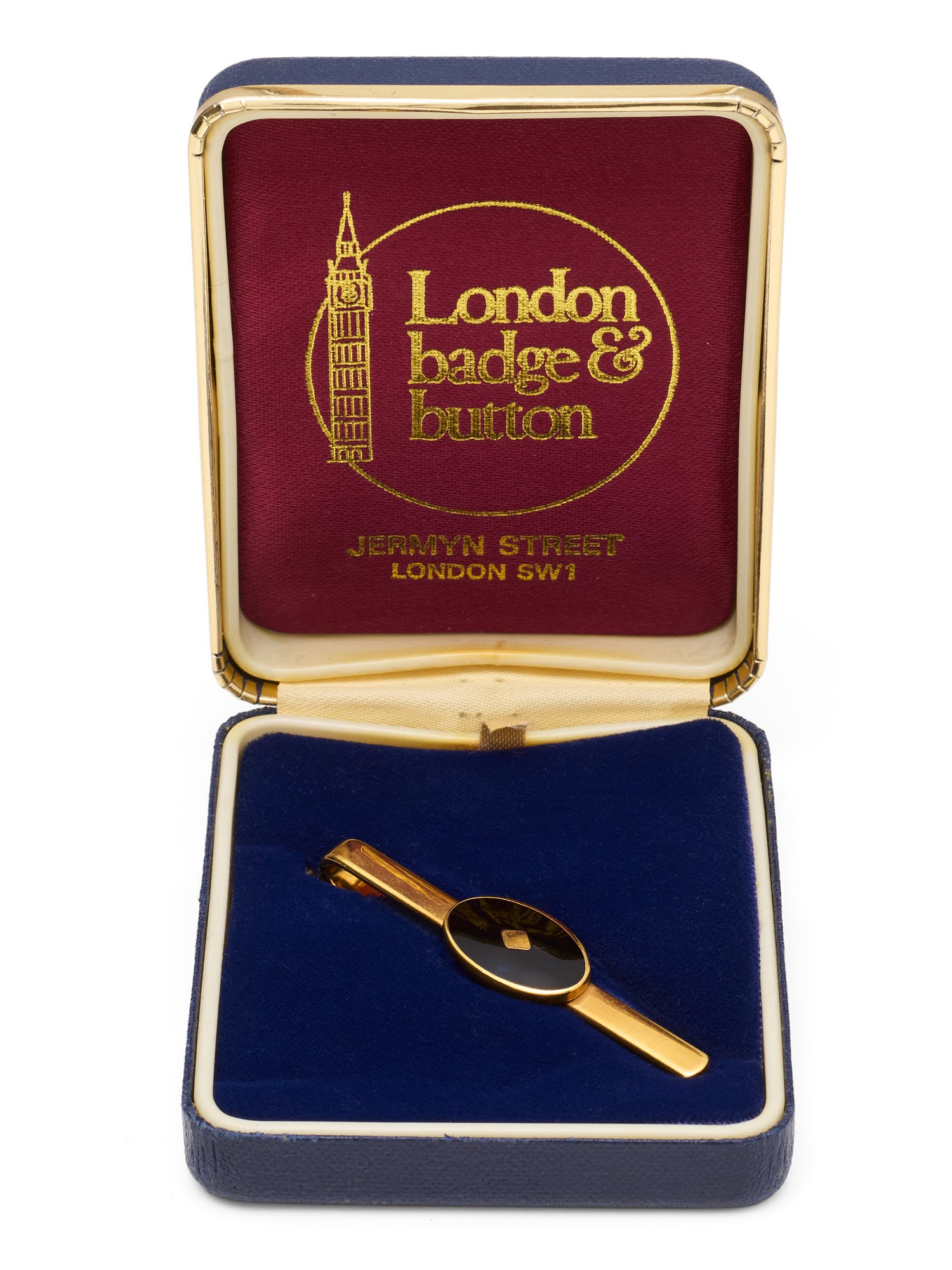 LONDON BADGE & BUTTON Gold Enamel Vintage Tie Clip NOS
