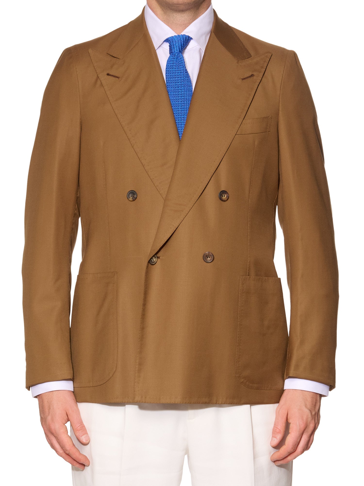 RUBINACCI Handmade Bespoke Khakie Wool DB Blazer Jacket EU 50 NEW US 4