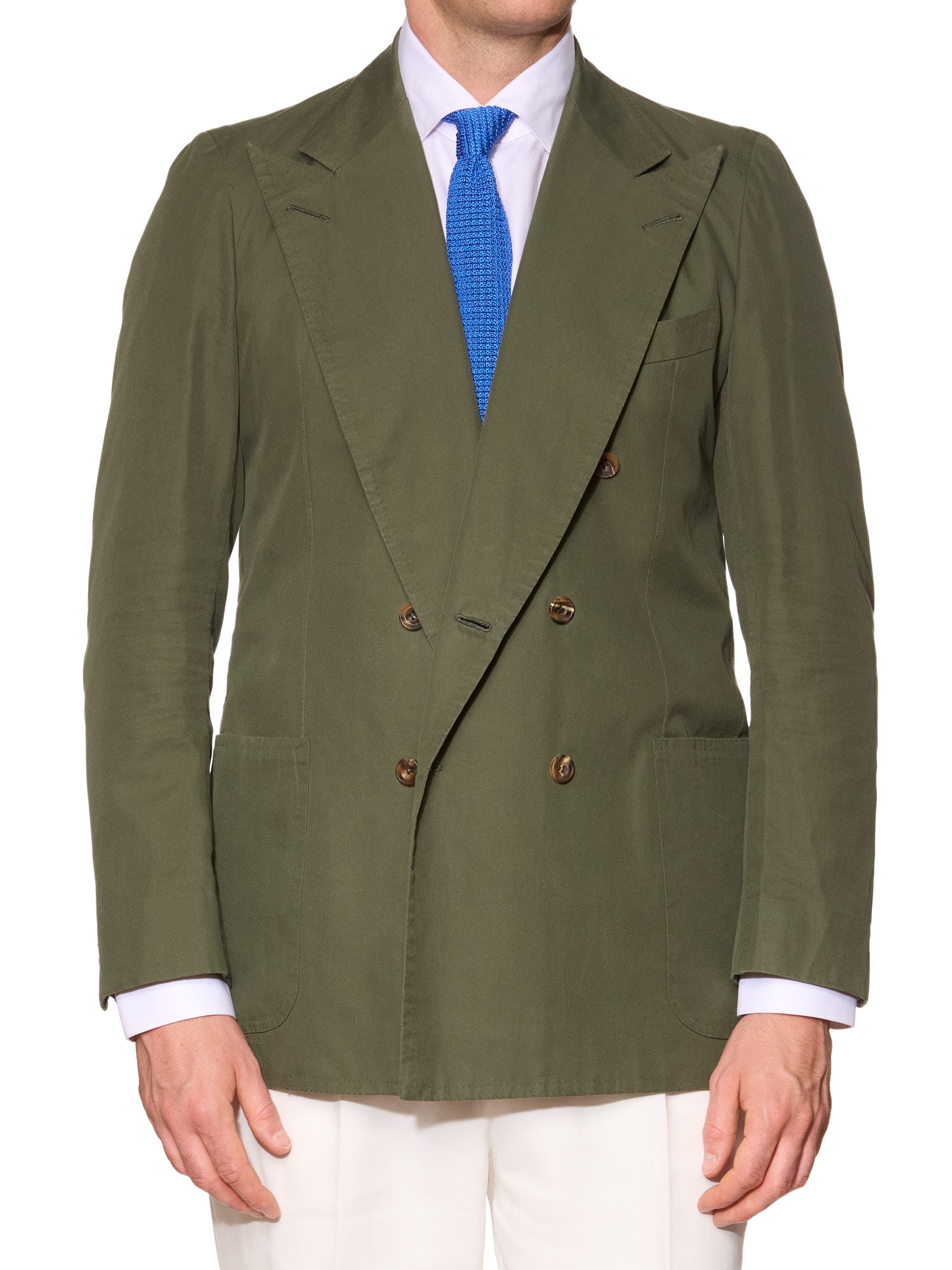 RUBINACCI LH Handmade Bespoke Green Cotton DB Jacket EU 50 US 40