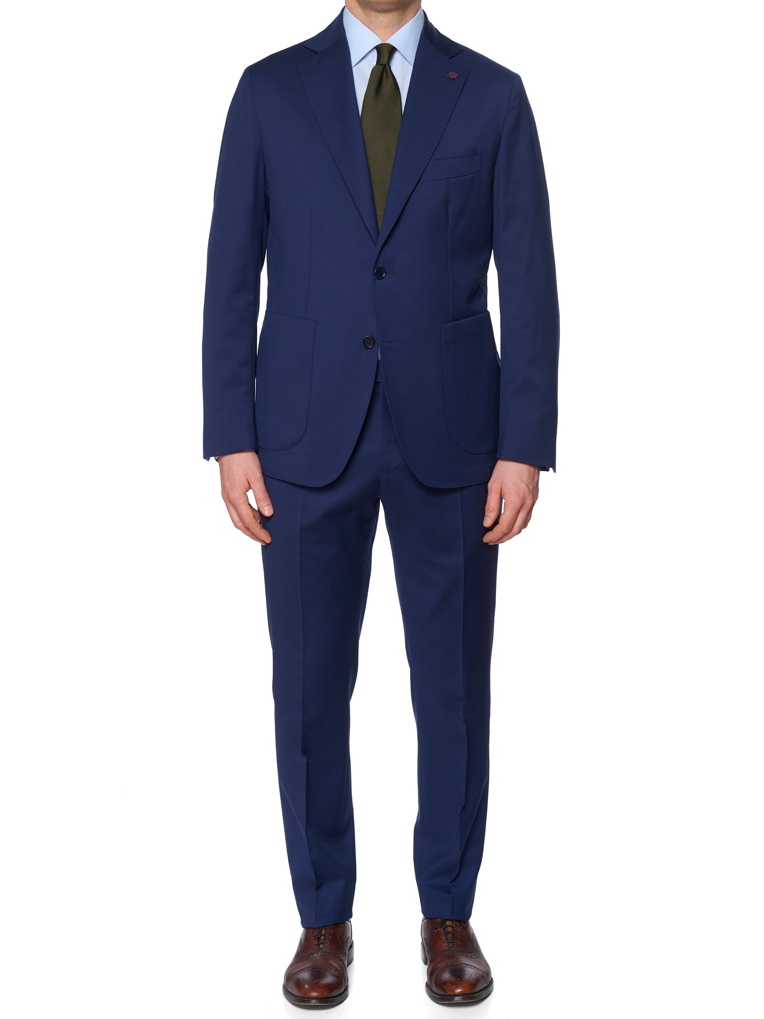 SARTORIA PARTENOPEA Blue Wool Super 120'S Unlined Suit NEW 2025 Exclus