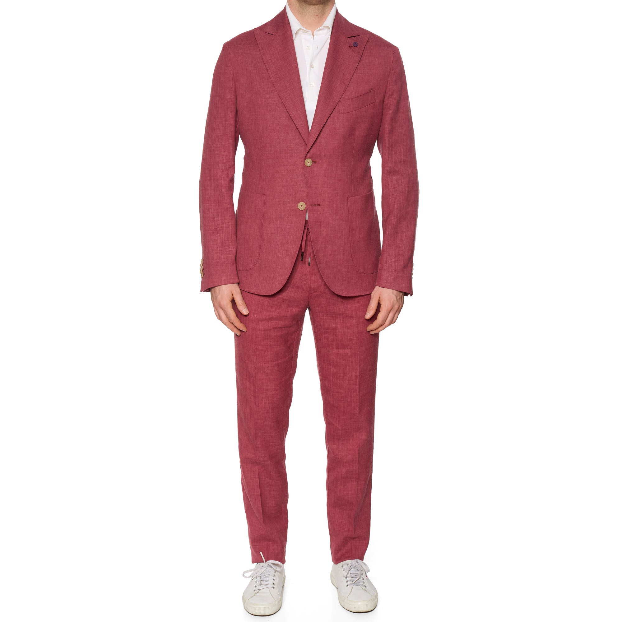SARTORIA PARTENOPEA Raspberry Linen Unlined Suit EU 52 NEW US 42Curren