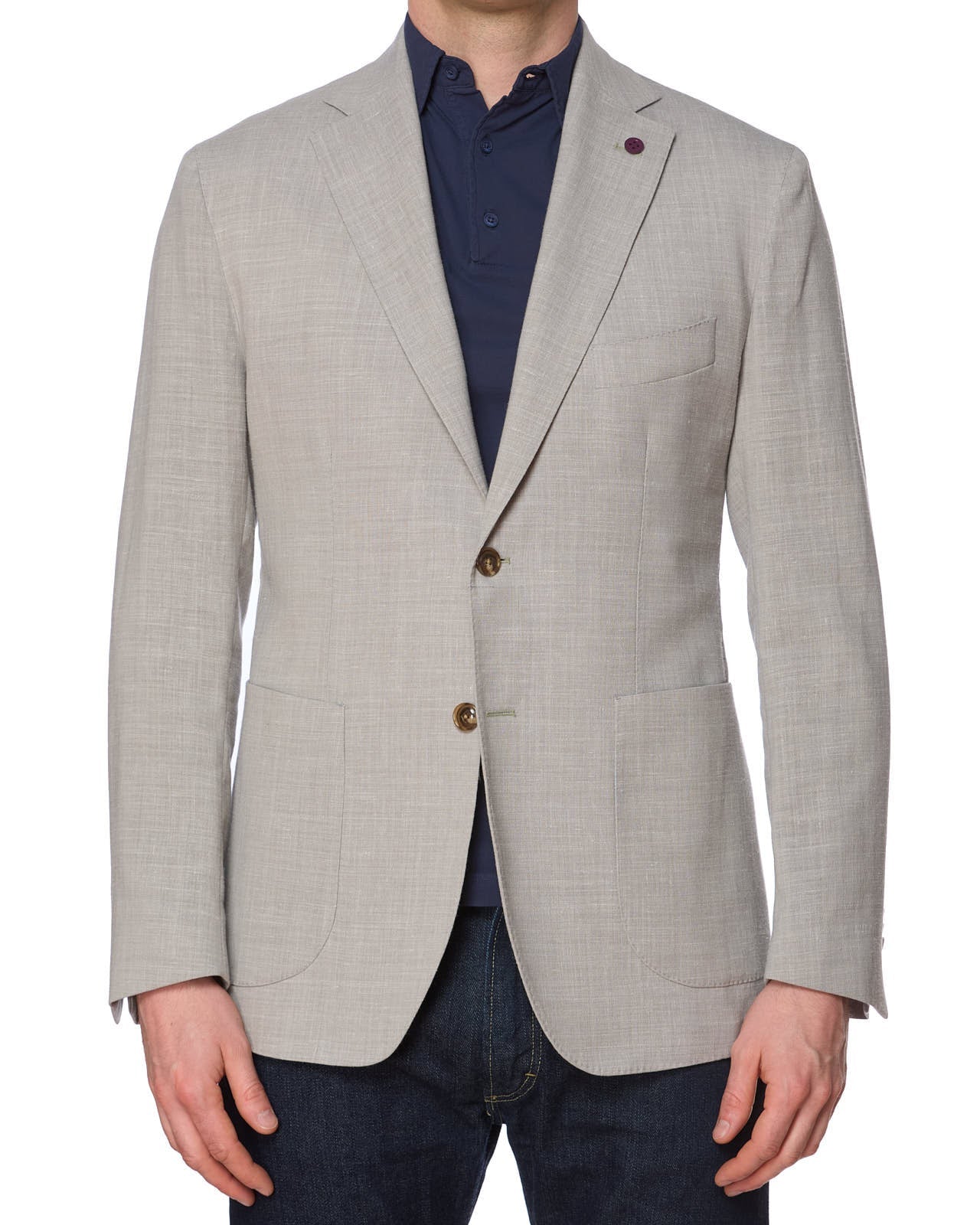 SARTORIA PARTENOPEA Gray Linen-Polyester Unlined Jacket NEW Current Mo