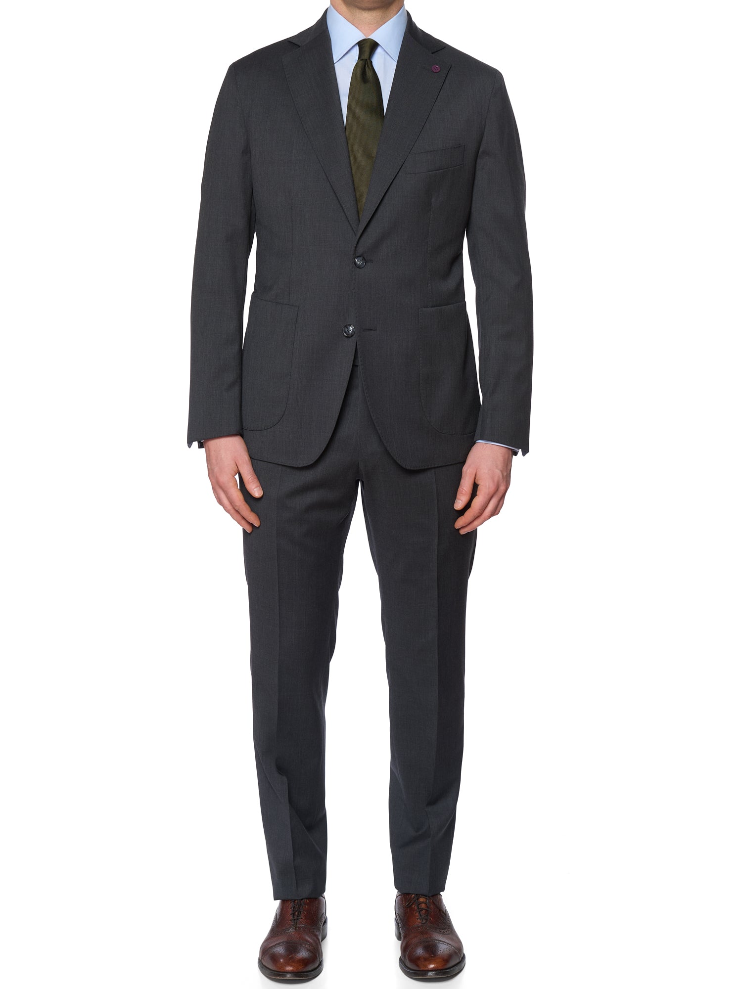 SARTORIA PARTENOPEA Gray Wool Super 120'S Unlined Suit NEW 2025 Exclus