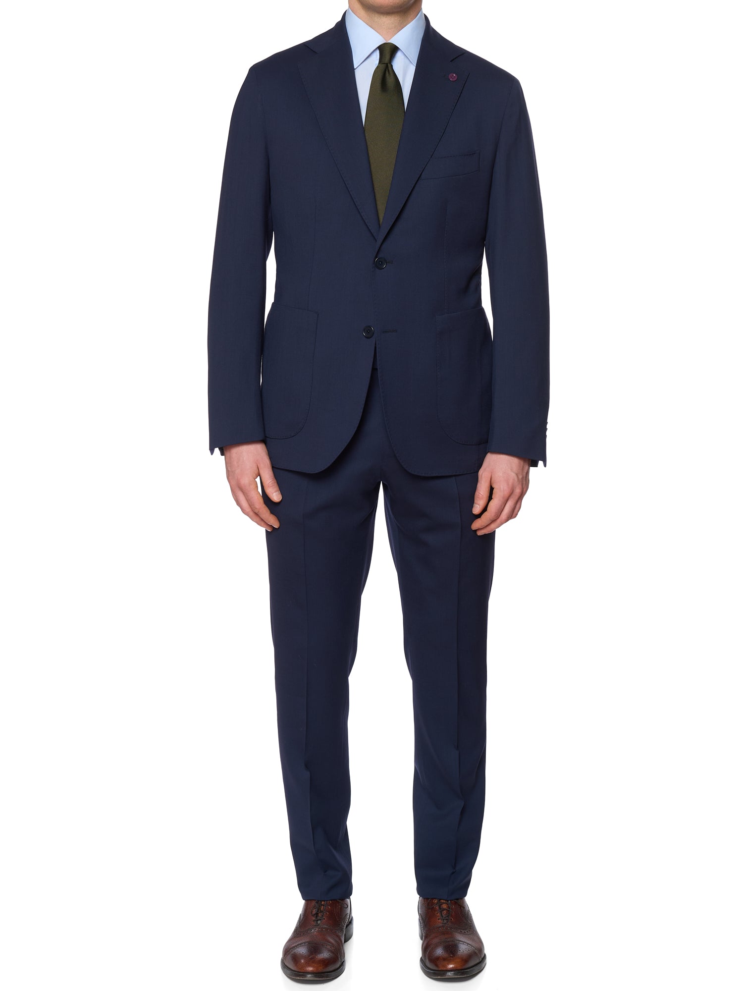 SARTORIA PARTENOPEA Navy Blue Wool Super 120'S Unlined Suit NEW 2025 E