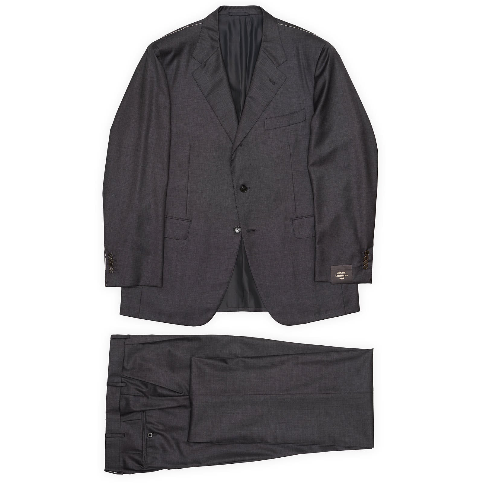 SARTORIA PARTENOPEA for VANNUCCI Gray Birdseye Wool Suit EU 56 NEW US