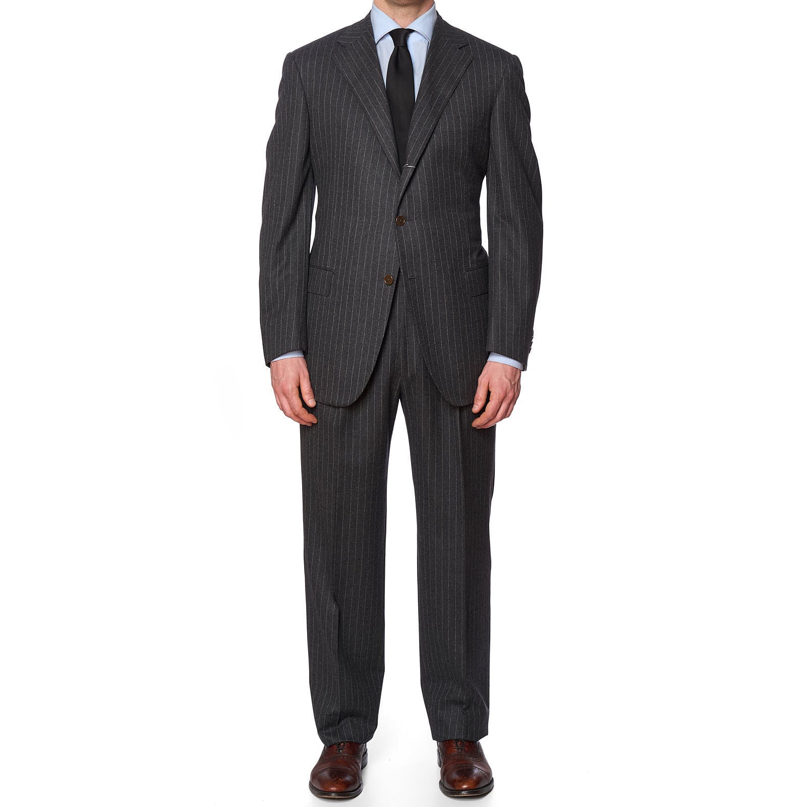 SARTORIA PARTENOPEA x VANNUCCI Gray Super 120's Handmade Suit EU 54 NE