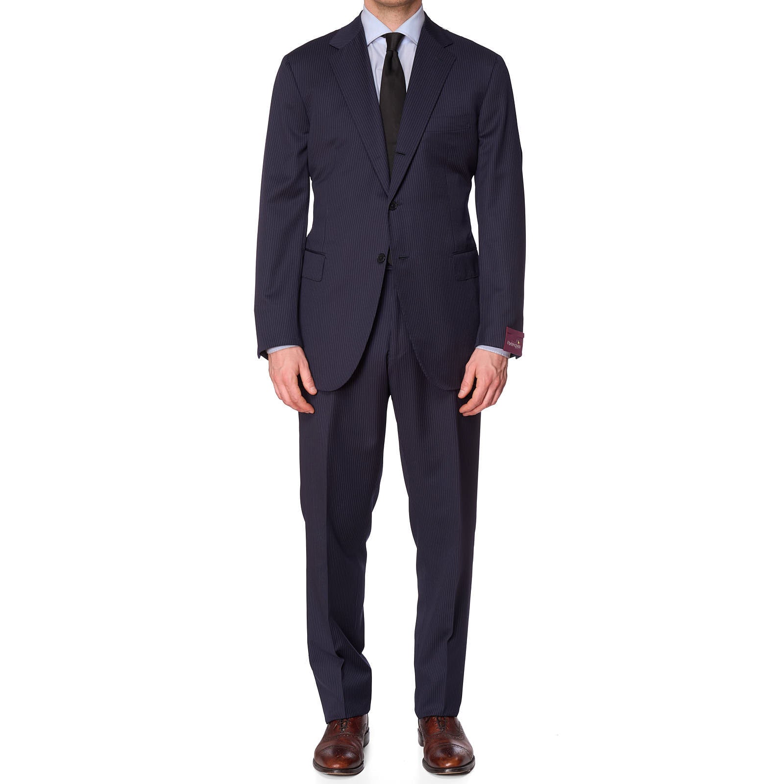 SARTORIA PARTENOPEA for VANNUCCI Navy Blue Handmade Suit EU 56 NEW US