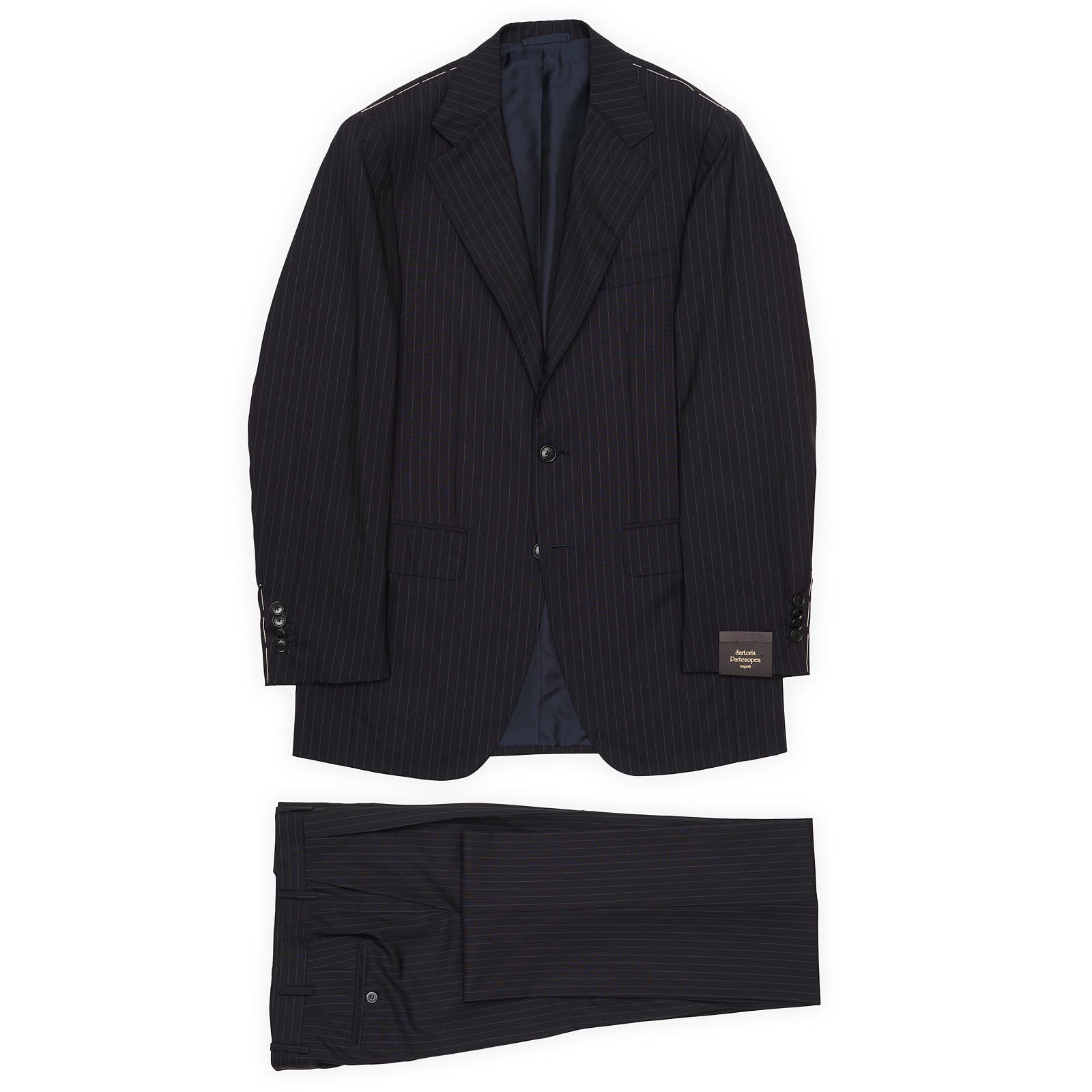 SARTORIA PARTENOPEA x VANNUCCI Navy Blue Super 130's Handmade Suit EU