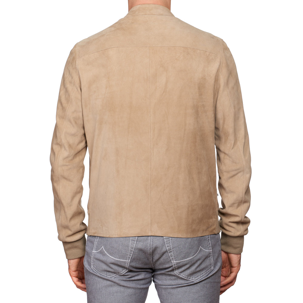 SERAPHIN Beige Goat Suede Leather Cardigan Jacket Blouson FR 50 US M