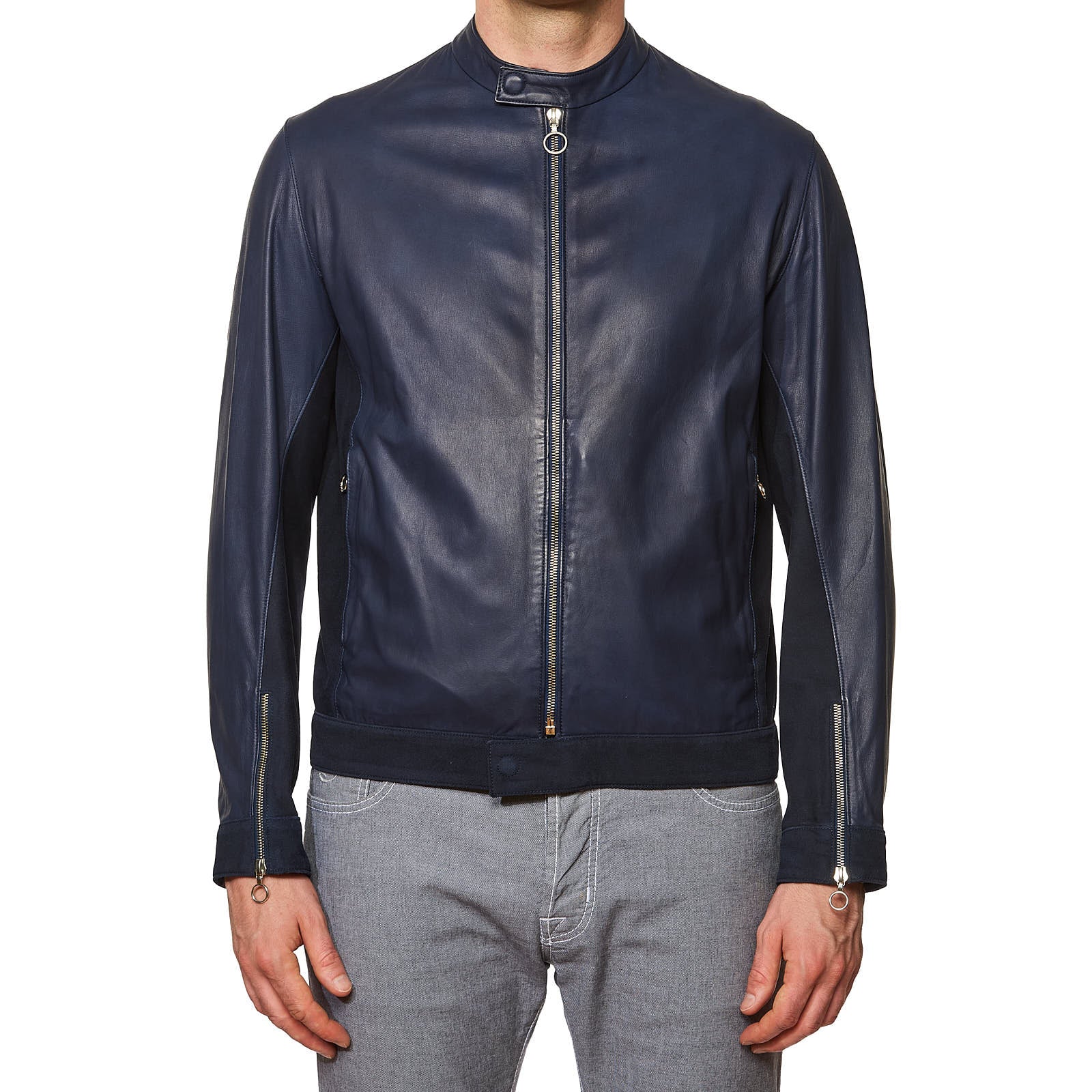 SERAPHIN Blue Goat Suede Leather Unlined Jacket FR 50 US M