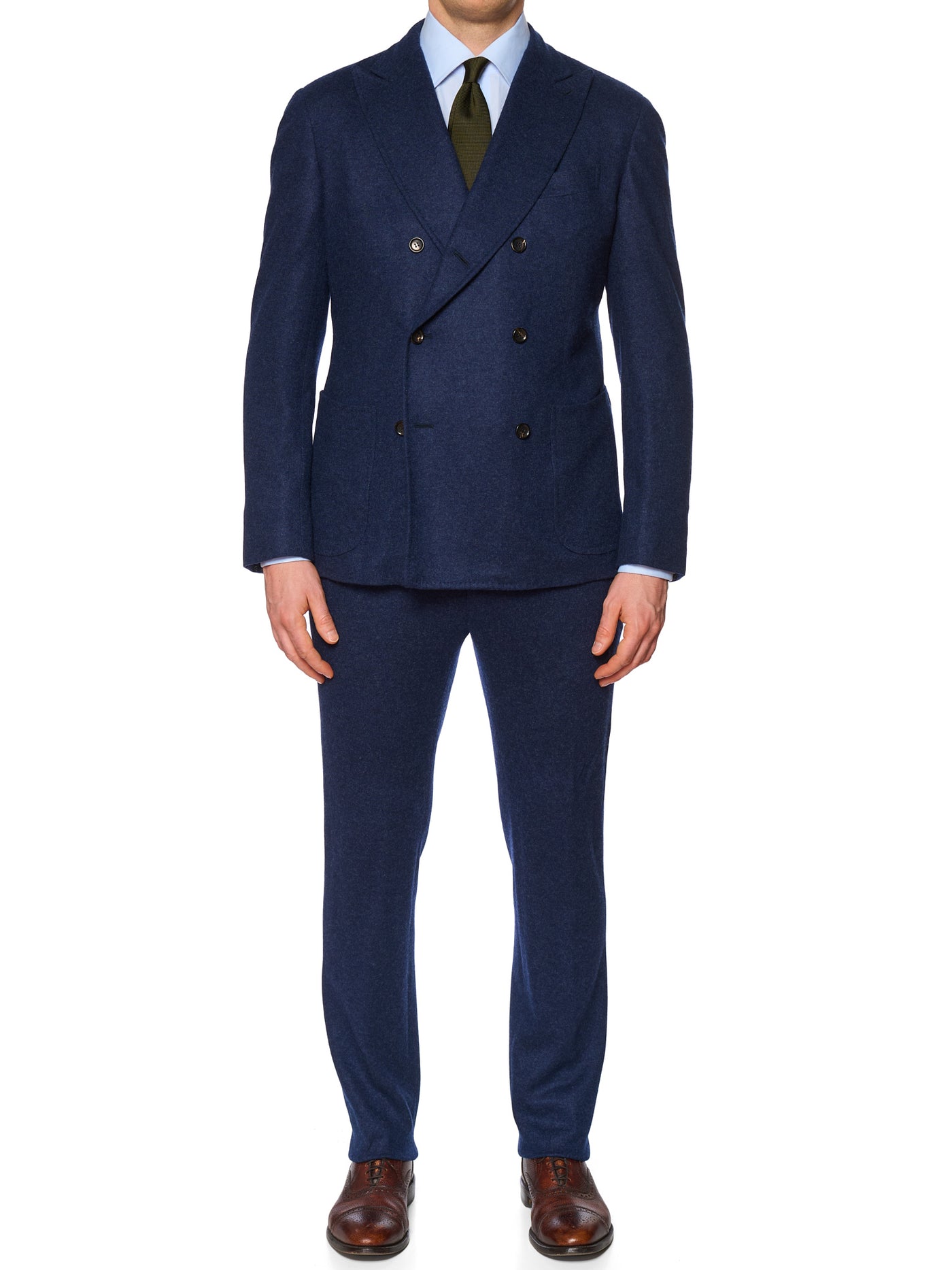 STILE LATINO Handmade Blue Flannel Cashmere DB Suit EU 52 NEW US 42 Em