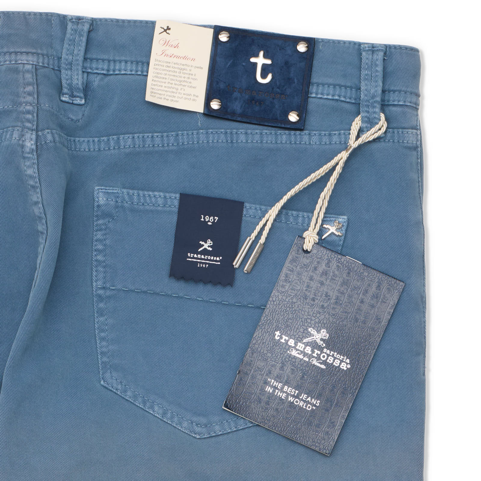 Tramarossa Leonardo Washed Blue Cotton Stretch Slim Fit Jeans New US 42