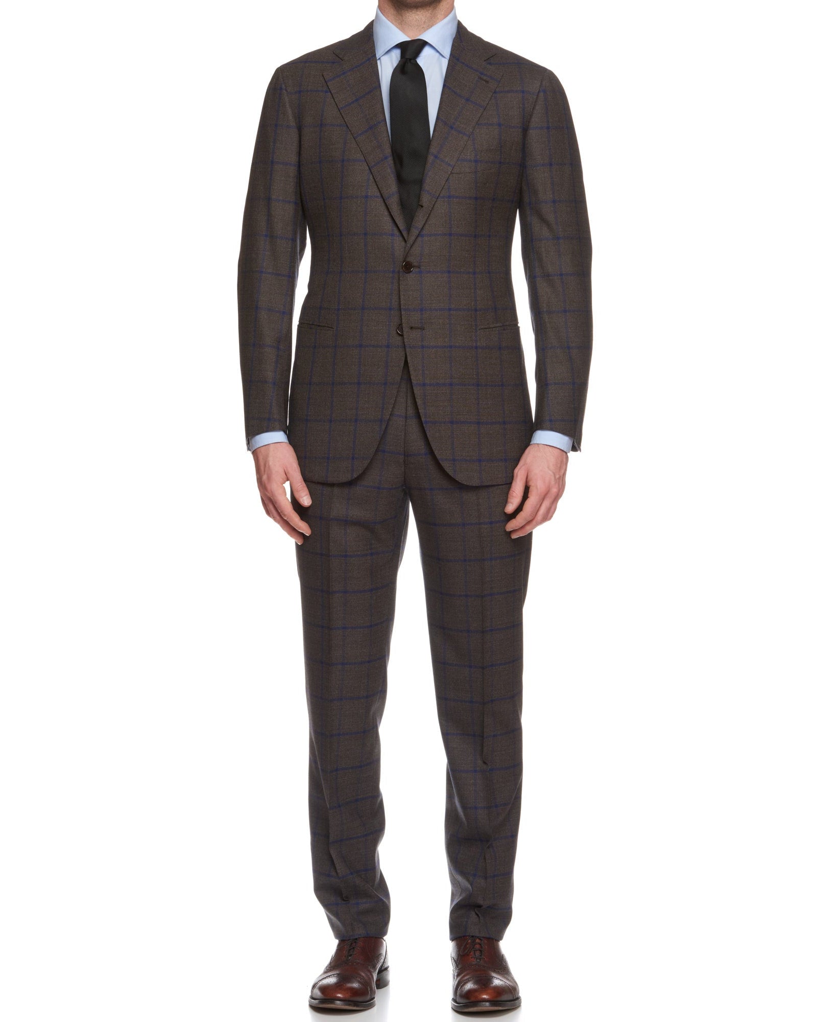 CESARE ATTOLINI Napoli Handmade Brown Plaid Wool Suit NEW