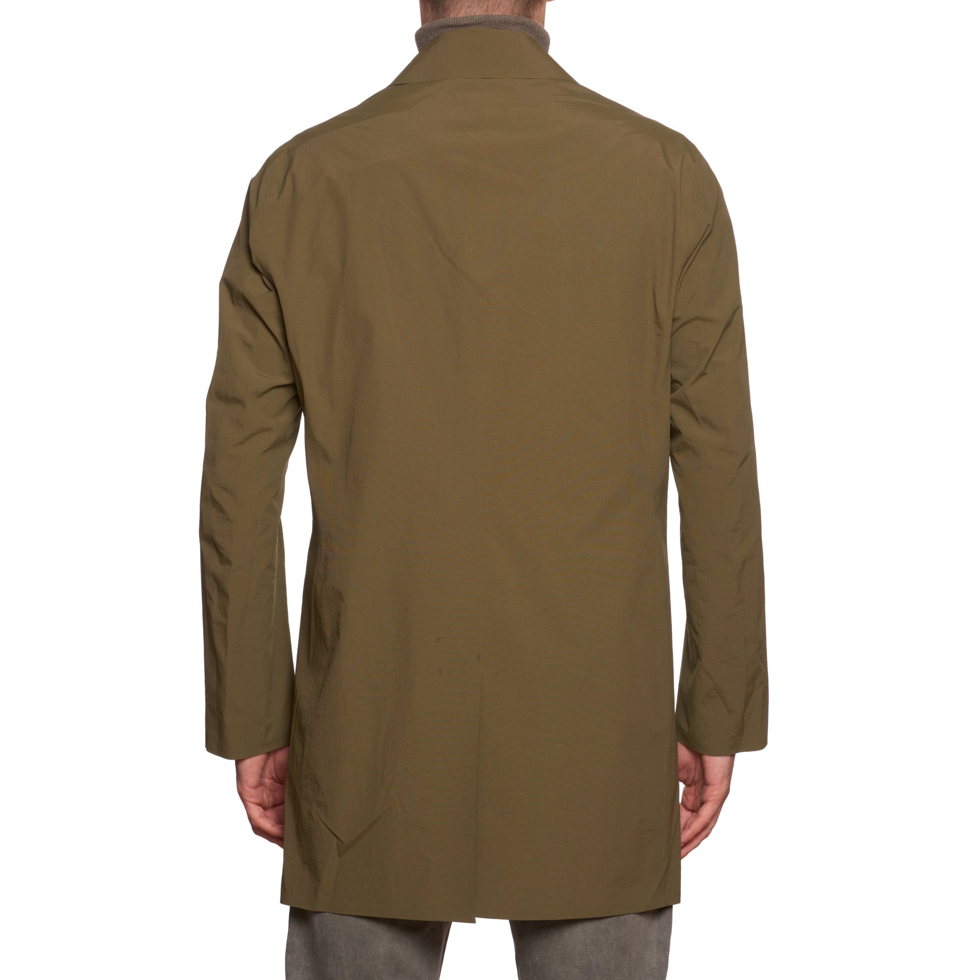KITON KIRED "Pablo" Olive Laser Cut Technical Rain Jacket Trench US L