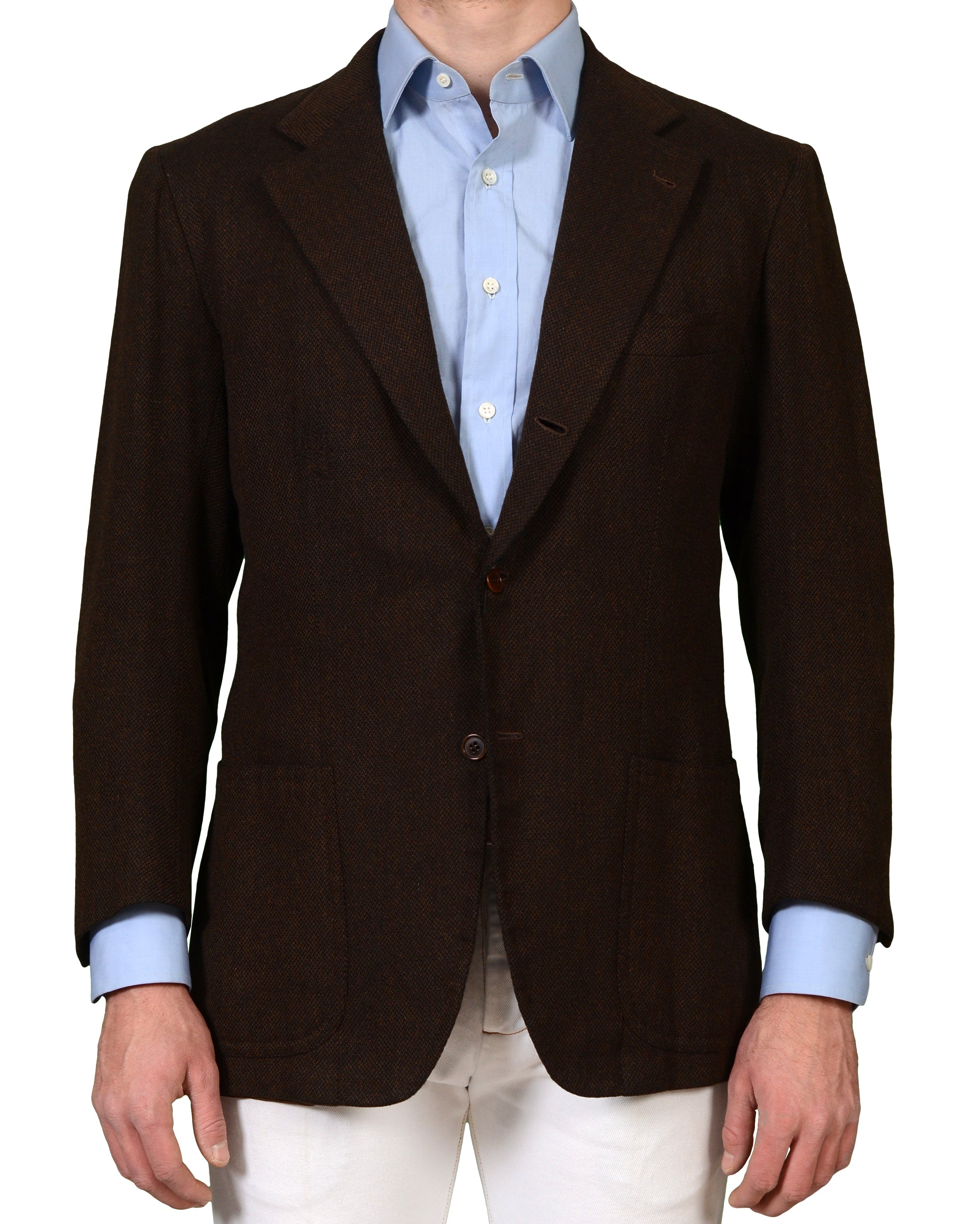 RUBINACCI LH Bespoke Brown Wool Cashmere Blazer Jacket EU 54 US 44 Ath