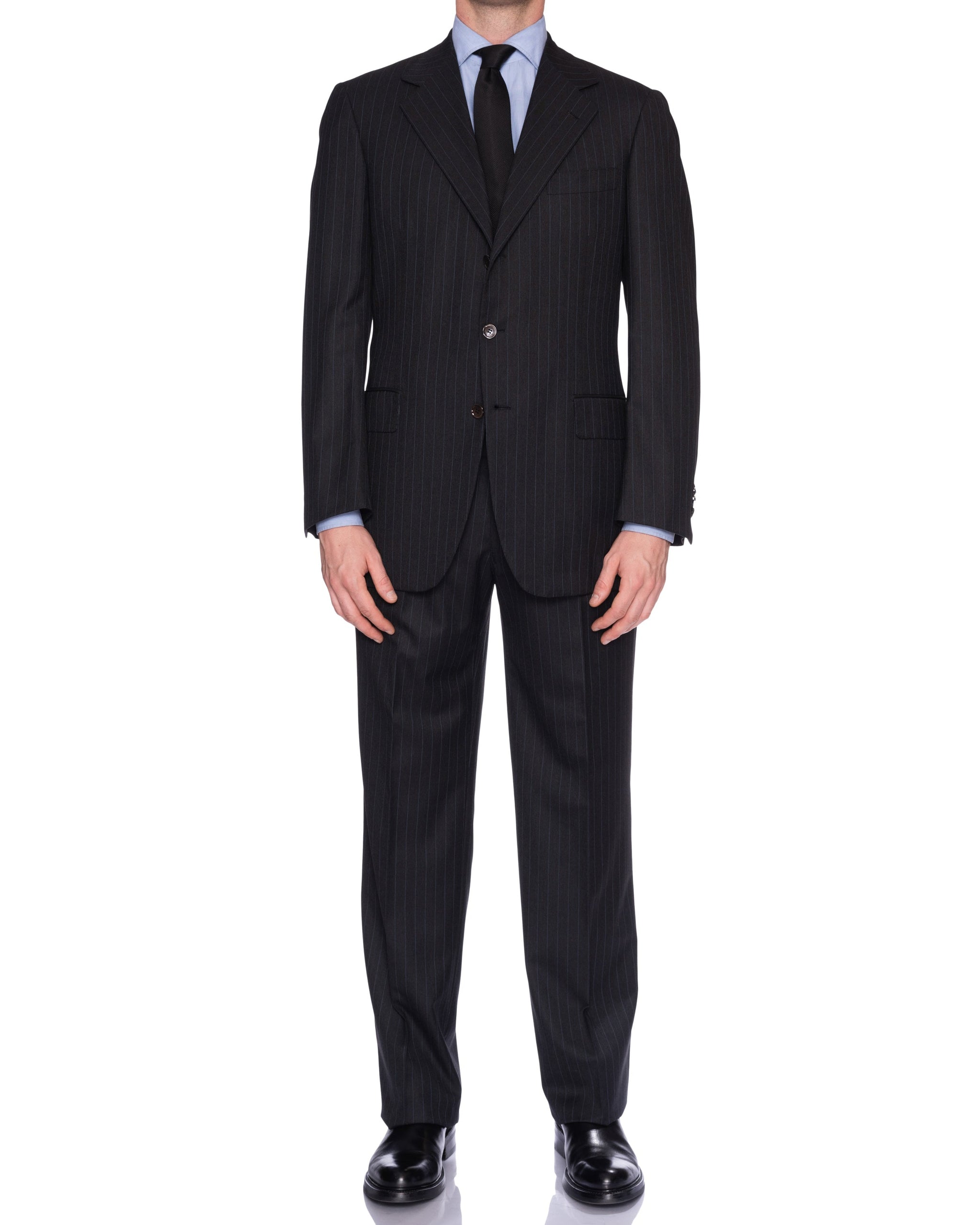 SARTORIA CASTANGIA Dark Gray Striped Wool Super 190's Suit