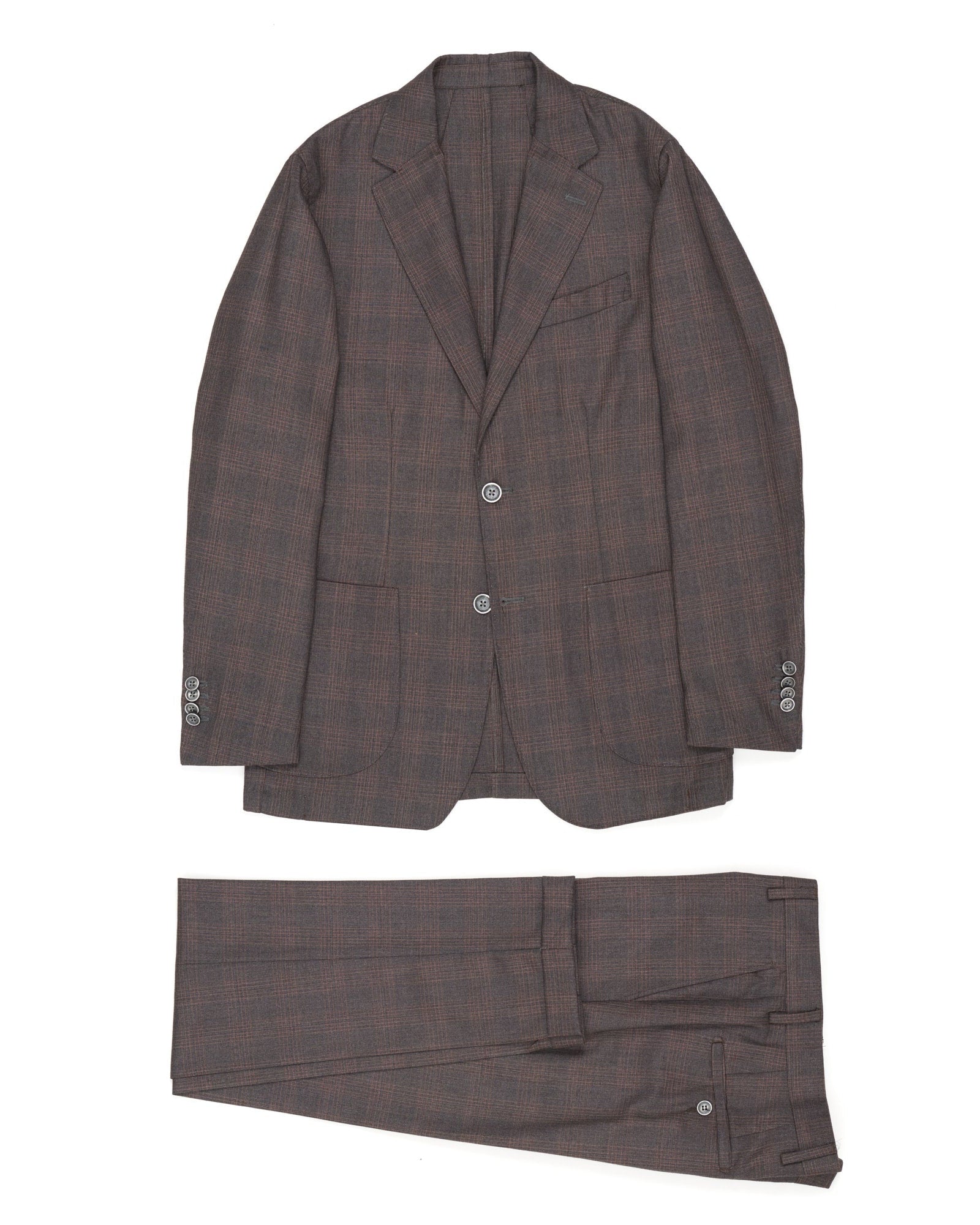 VINCENZO PALUMBO Napoli Brown Plaid Wool Unlined Suit