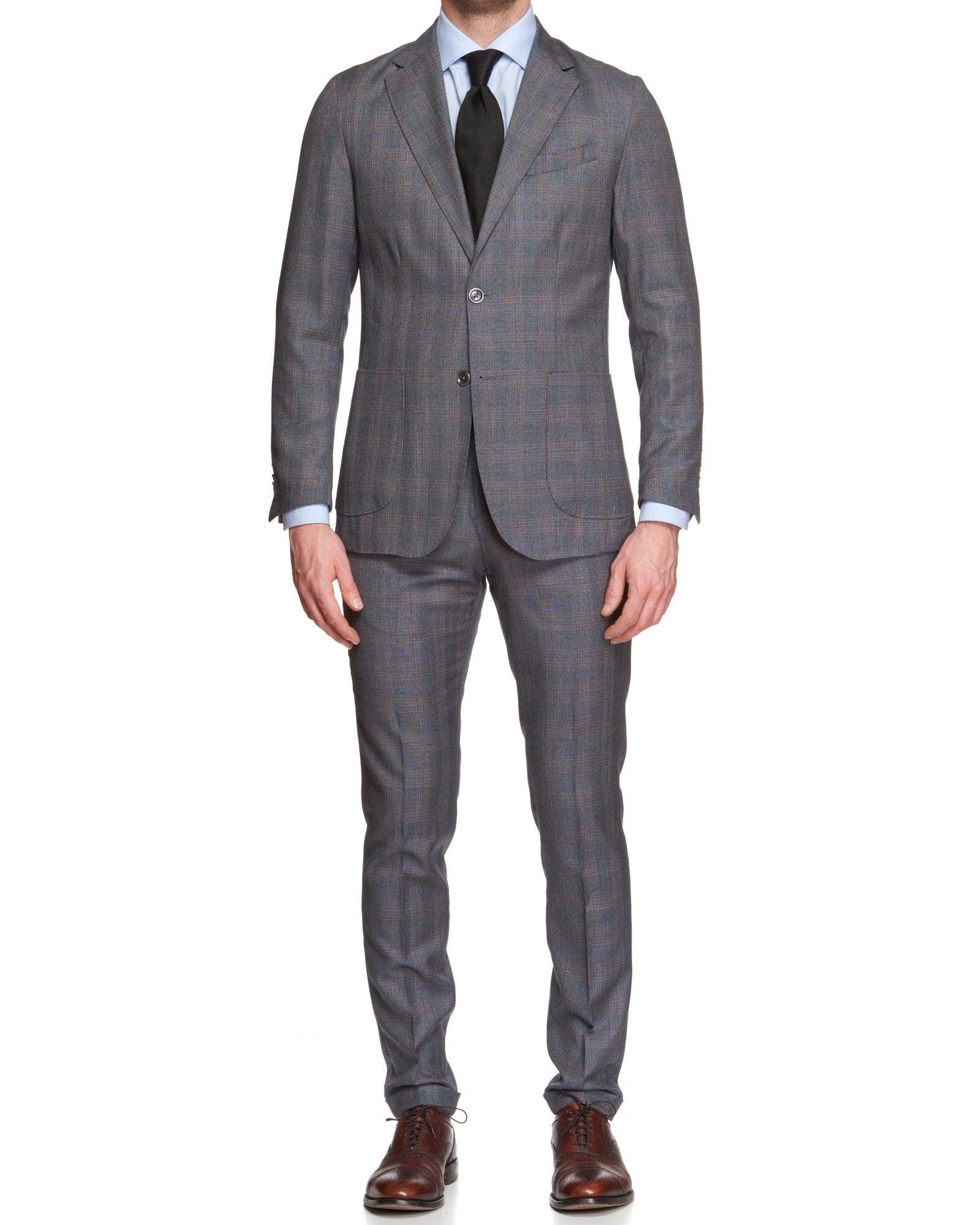 VINCENZO PALUMBO Napoli Gray Plaid Wool Unlined Suit NEW