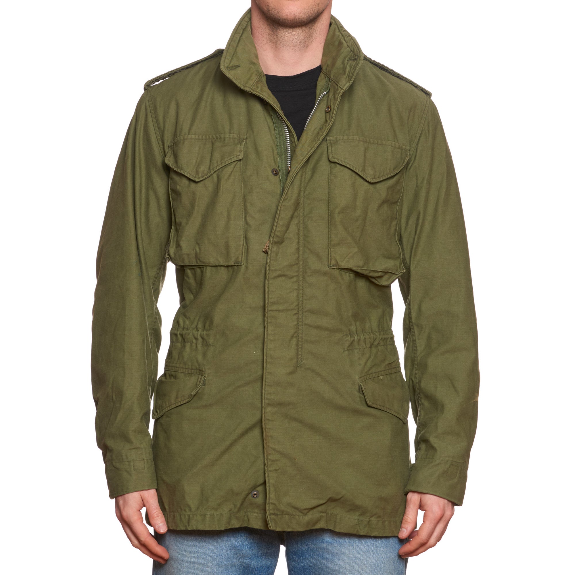 Vintage M-65 Olive Military Field Jacket S Long 1971 Aluminium Zipper
